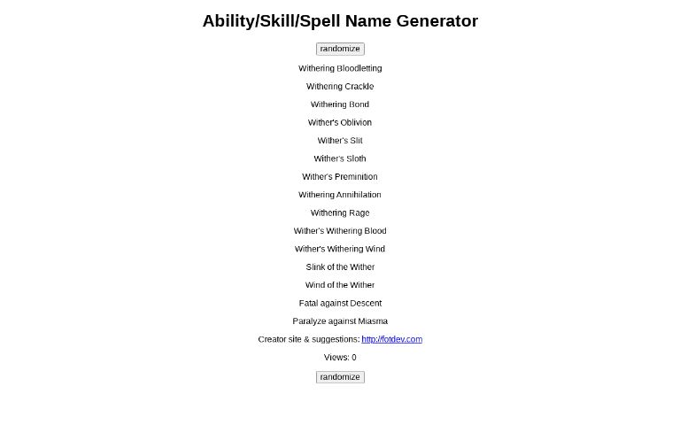 Ability/Skill/Spell Name Generator