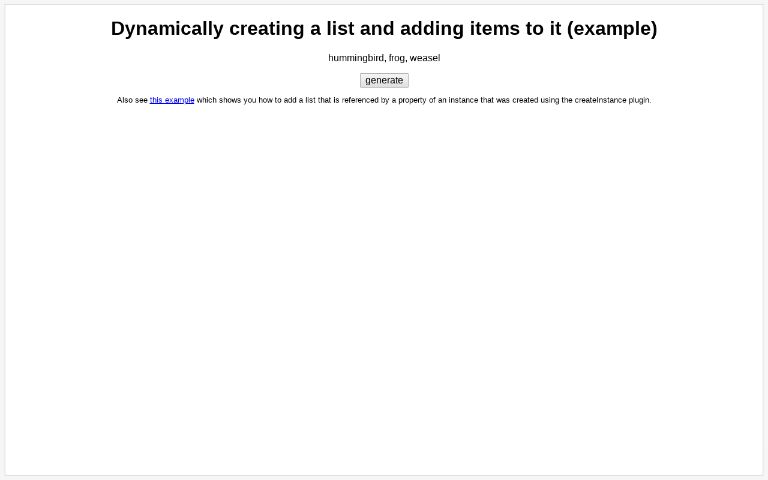 Dynamically creating a list and adding items to it (example) ― Perchance Generator