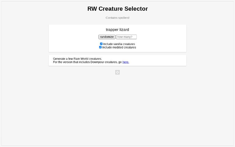 RW Creature Selector ― Perchance Generator