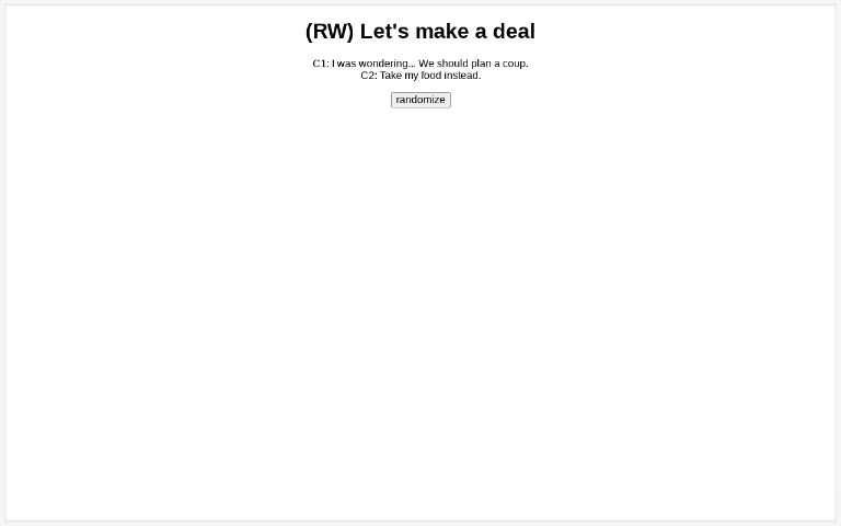 (RW) Let's make a deal ― Perchance Generator