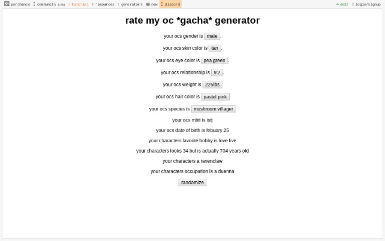 rate my oc *gacha* generator