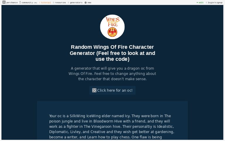 Random Wings Of Fire Character Generator (Feel free to look at and use ...