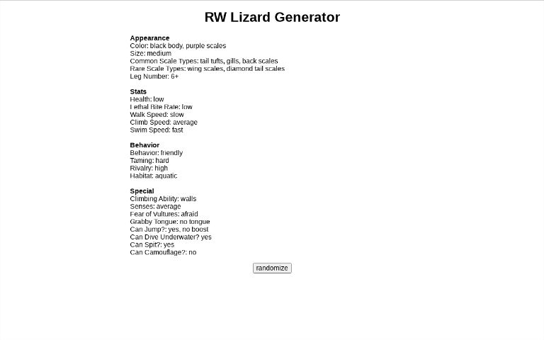 RW Lizard Generator