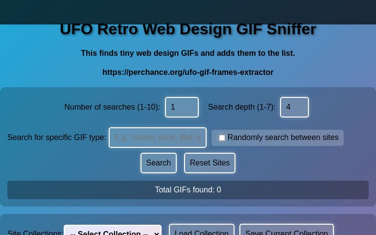 UFO Retro Web Design GIF Sniffer ― Perchance Generator