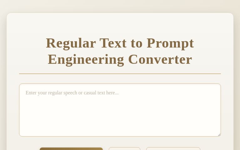 Regular Text to Prompt Engineering Converter ― Perchance Generator