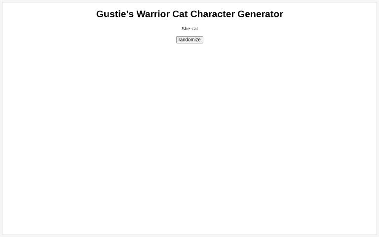 Gustie's Warrior Cat Character Generator