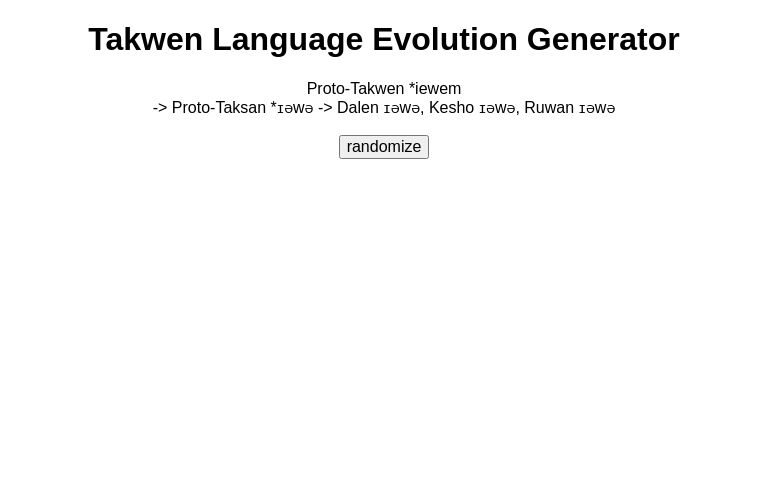Takwen Language Evolution Generator