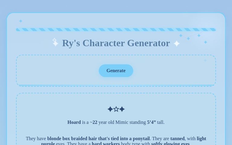 Ry's Character Generator