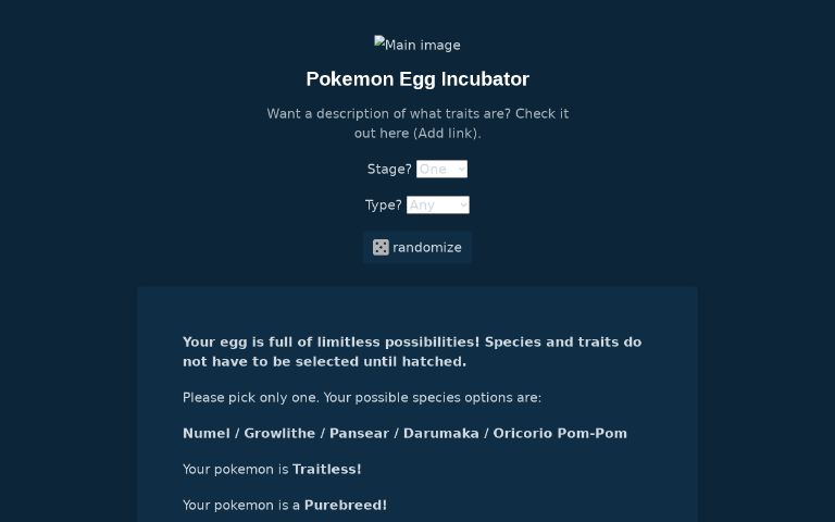Pokemon Egg Incubator ― Perchance Generator