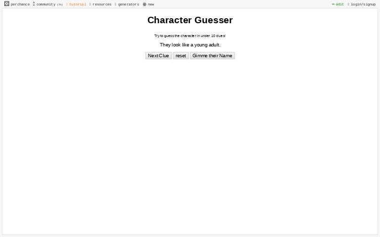 Character Guesser ― Perchance Generator