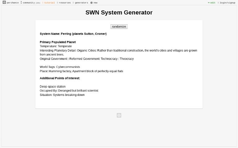 SWN System Generator