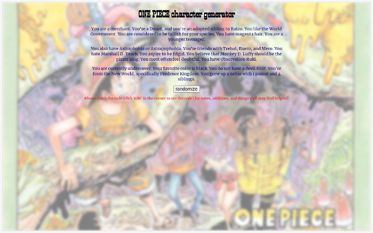 ONE PIECE character generator