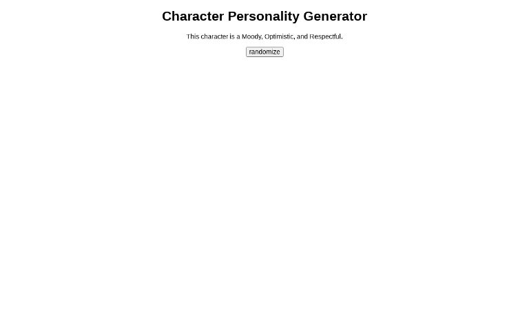 Character Personality Generator