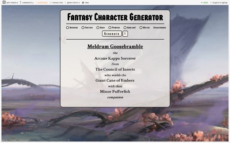 Fantasy Character Generator