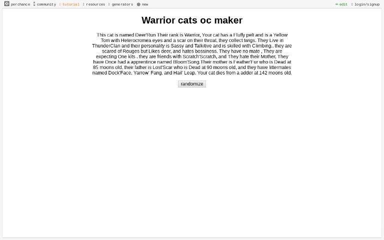 Warrior cats oc maker ― Perchance Generator