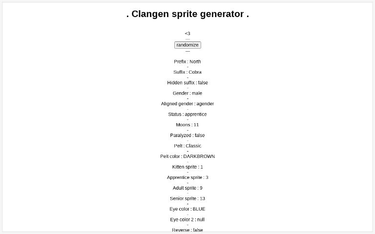 Clangen sprite generator