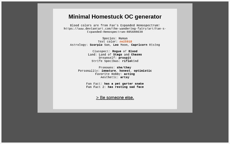 Minimal Homestuck OC generator