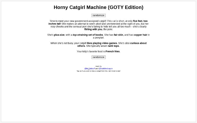 Horny Catgirl Machine (GOTY Edition) ― Perchance Generator