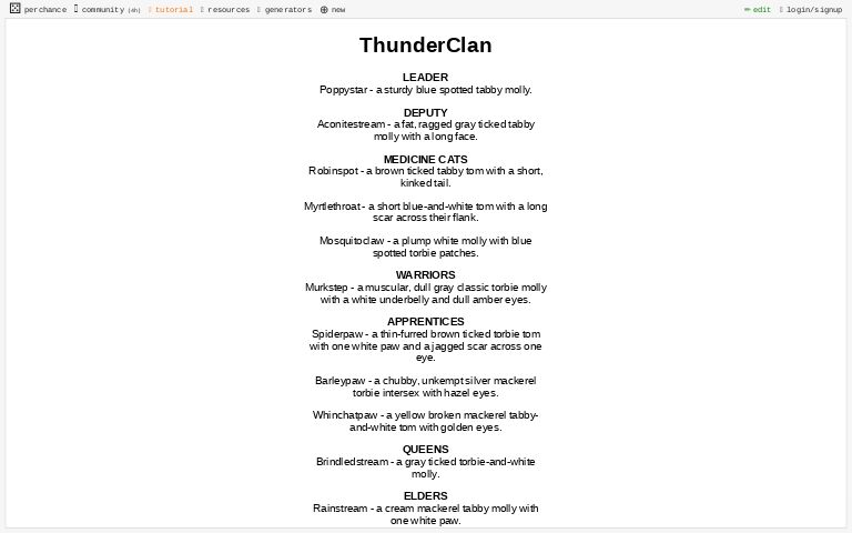 ShadowClan ― Perchance Generator