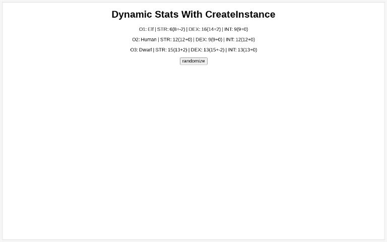 Dynamic Stats With CreateInstance ― Perchance Generator
