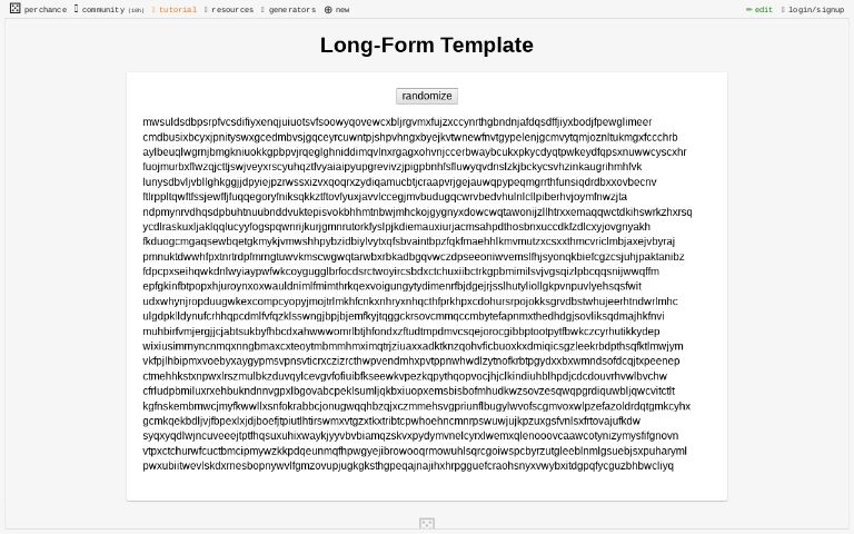 Long-Form Template ― Perchance Generator