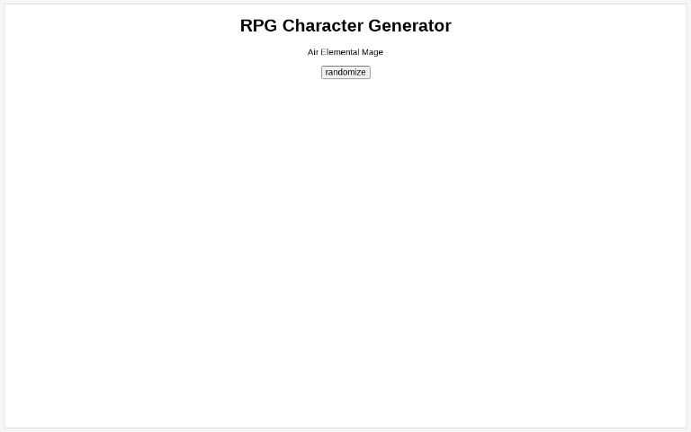 RPG Character Generator