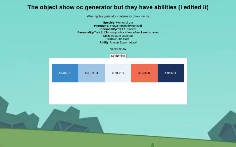 The object show oc generator but they have abilities (I edited it)