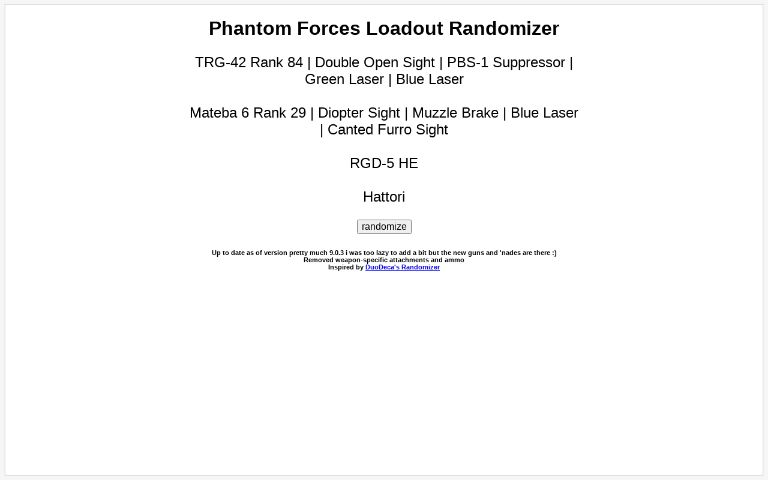 Phantom Forces Loadout Randomizer ― Perchance Generator