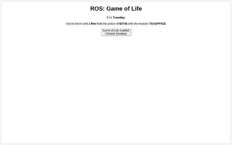 ROS: Game of Life ― Perchance Generator