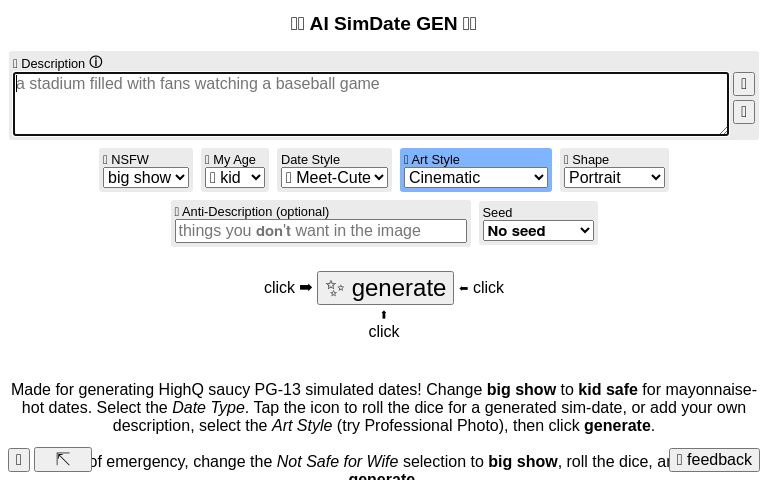 AI SimDate GEN (nsfw, PG-13, realistic, uncensored, free, no limits)