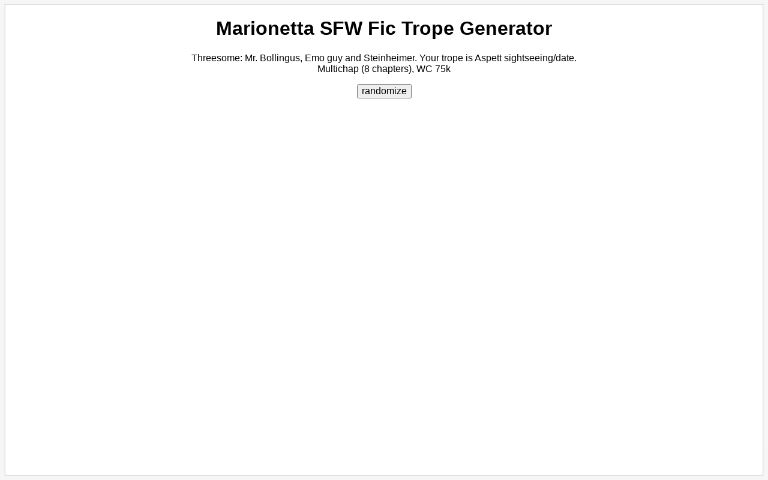 Marionetta SFW Fic Trope Generator