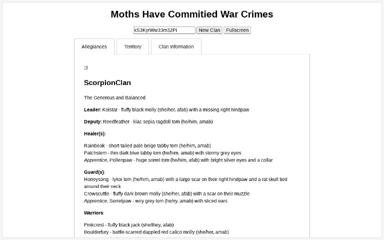 Moths Have Commitied War Crimes ― Perchance Generator