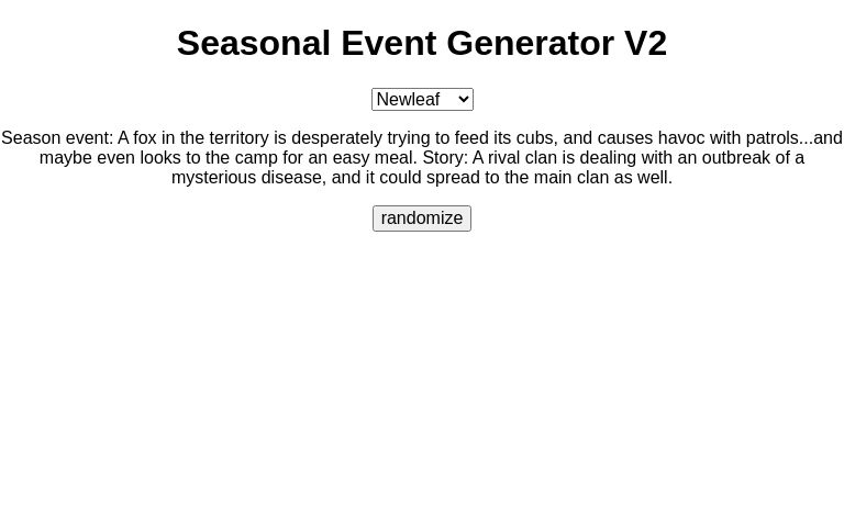 Seasonal Event Generator V2