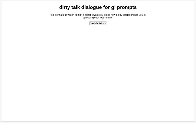 dirty talk dialogue for gi prompts ― Perchance Generator