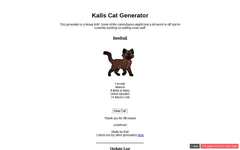 Kalis Visual Warrior Cat Generator