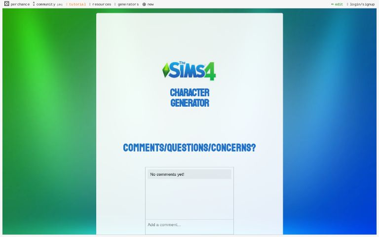 Sims 4 Character Generator Comments