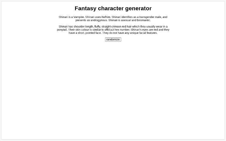 Fantasy character generator