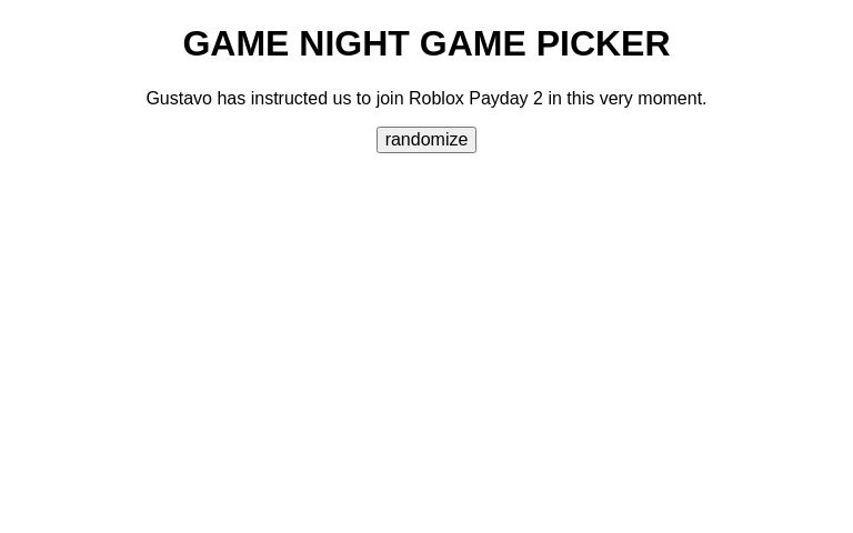 GAME NIGHT GAME PICKER ― Perchance Generator