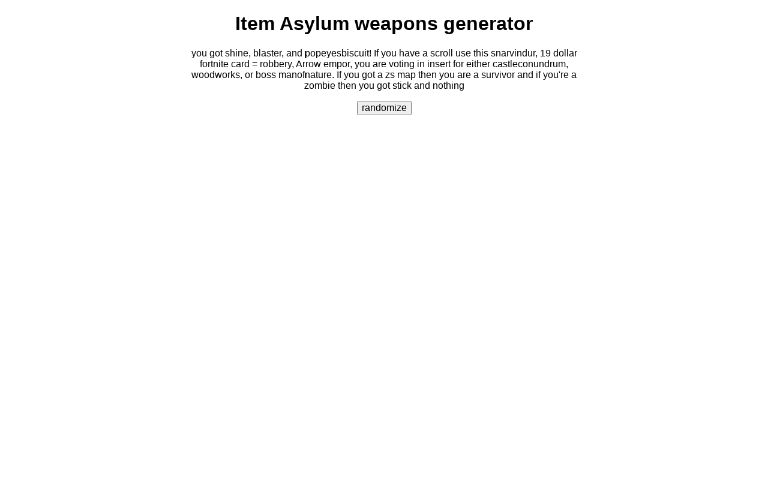 Item Asylum weapons generator