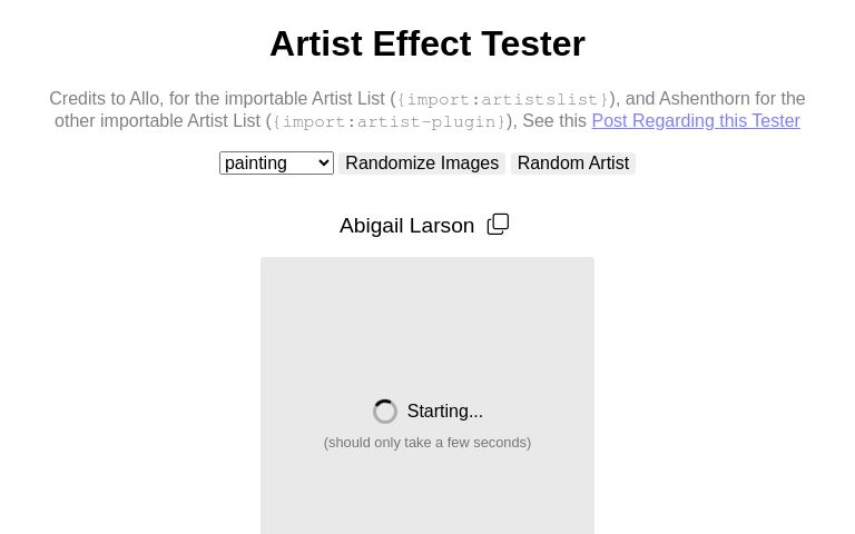 Artist Effect Tester ― Perchance Generator