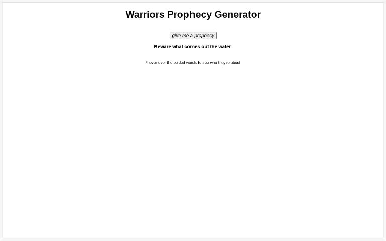 Warriors Prophecy Generator