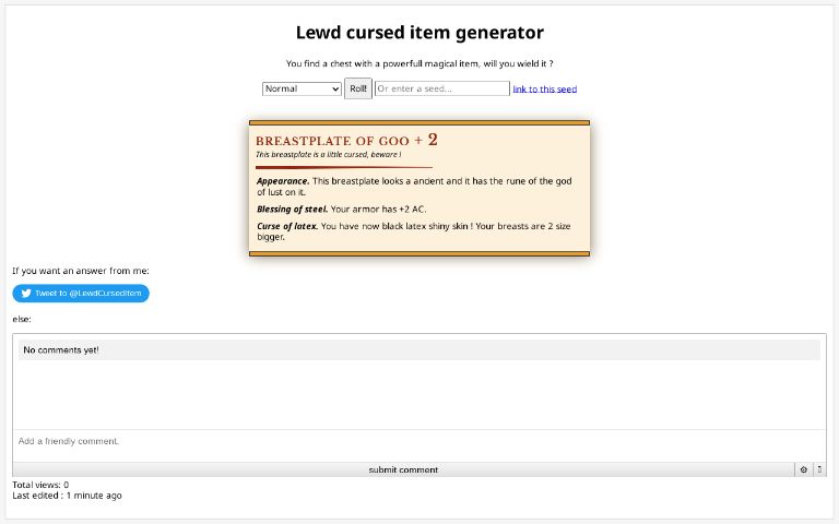 Lewd cursed item generator