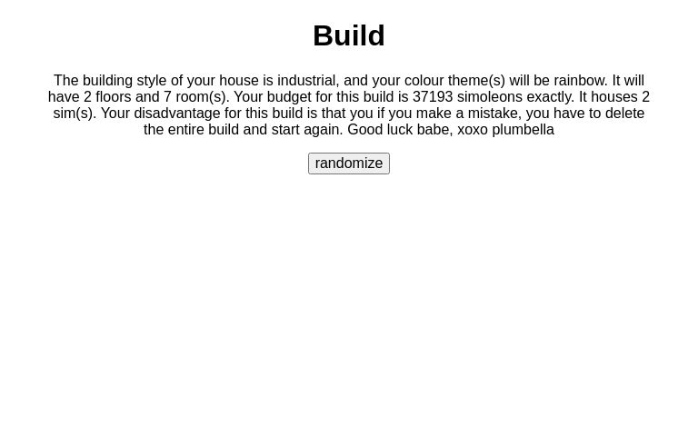 Build ― Perchance Generator