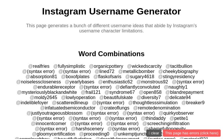 Instagram Username Generator (Infinite Ideas)