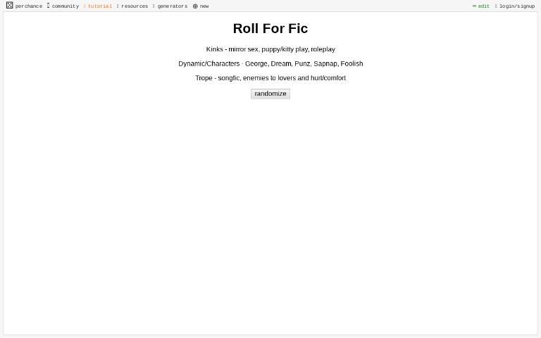 Roll For Fic ― Perchance Generator