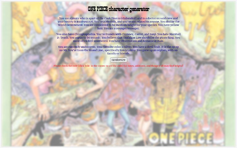 ONE PIECE character generator