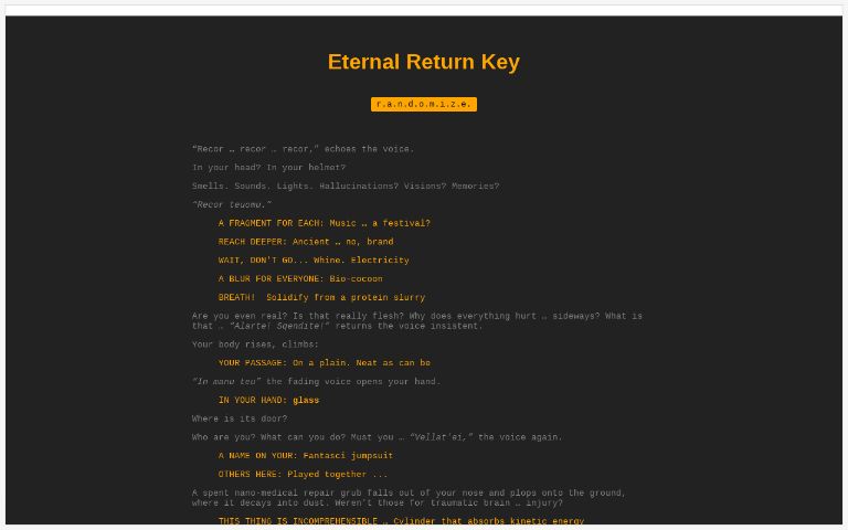 Eternal Return Key ― Perchance Generator
