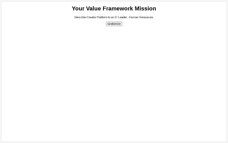 Your Value Framework Mission ― Perchance Generator