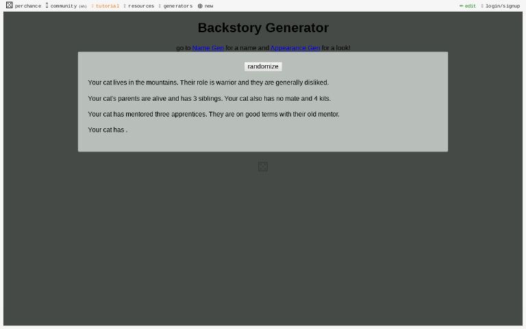Backstory Generator