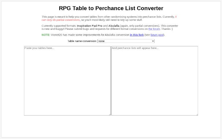 RPG Table to Perchance List Converter ― Perchance Generator